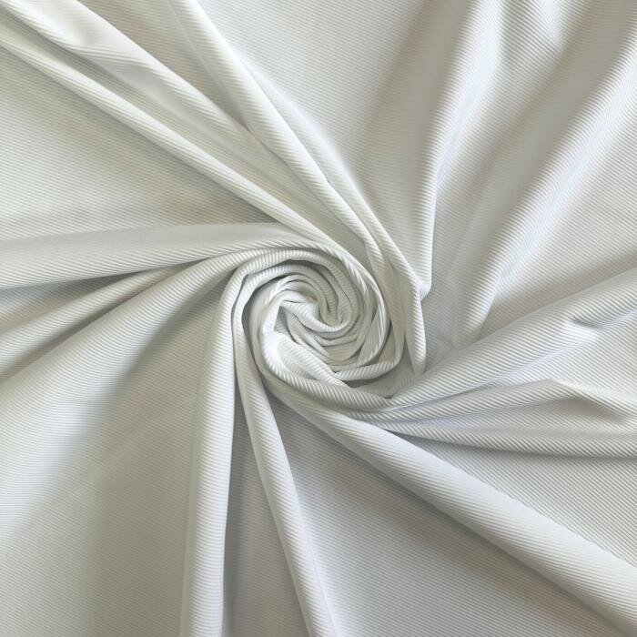 Ткань бифлекс в рубчик Bristol Bianco (белый) отрез 140*100см