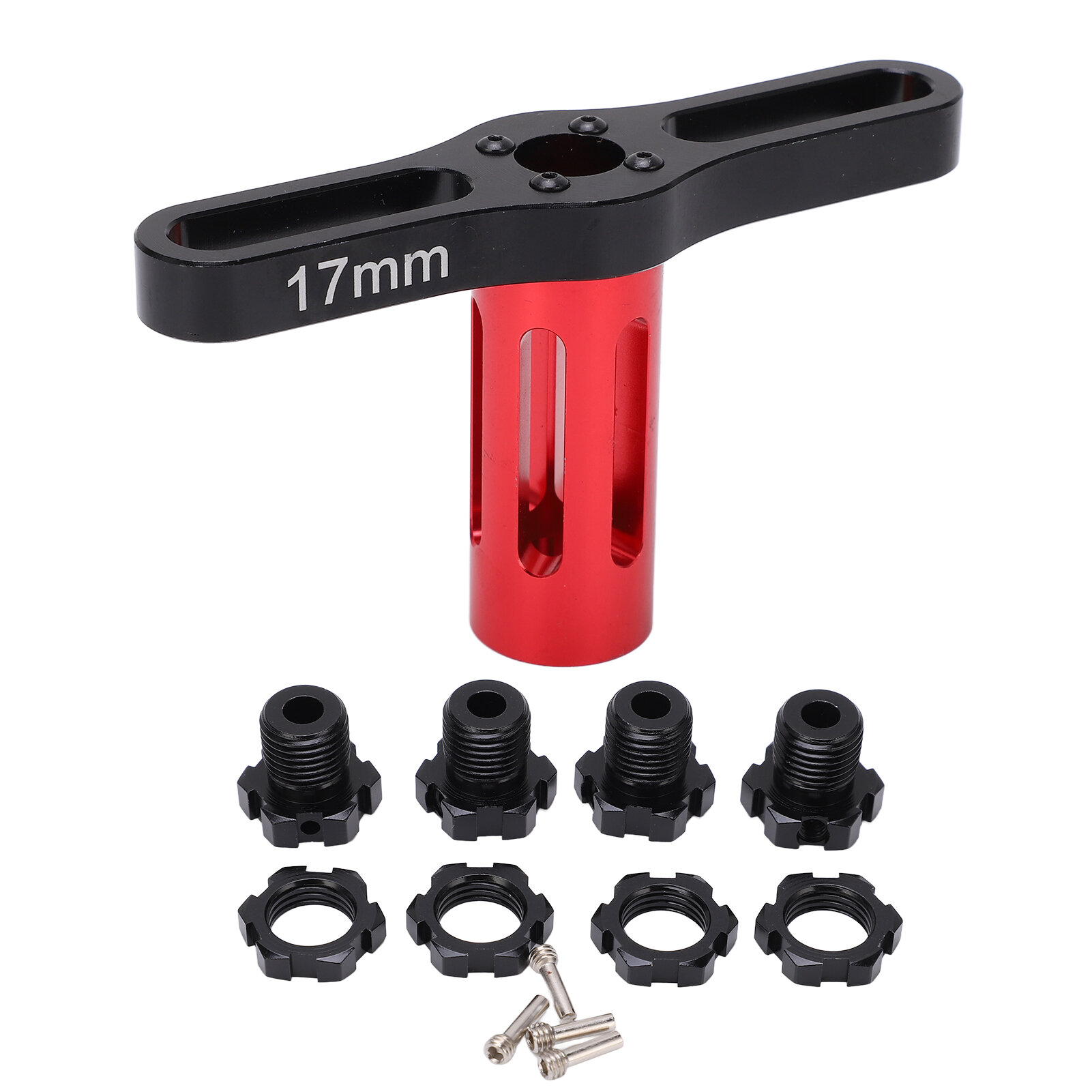 Комплект из 4 шестигранных гаек 17 мм с шлицами для колесных ступиц радиоуправляемой машины Traxxas 5353X EREVO Summit 1/10 (черный).