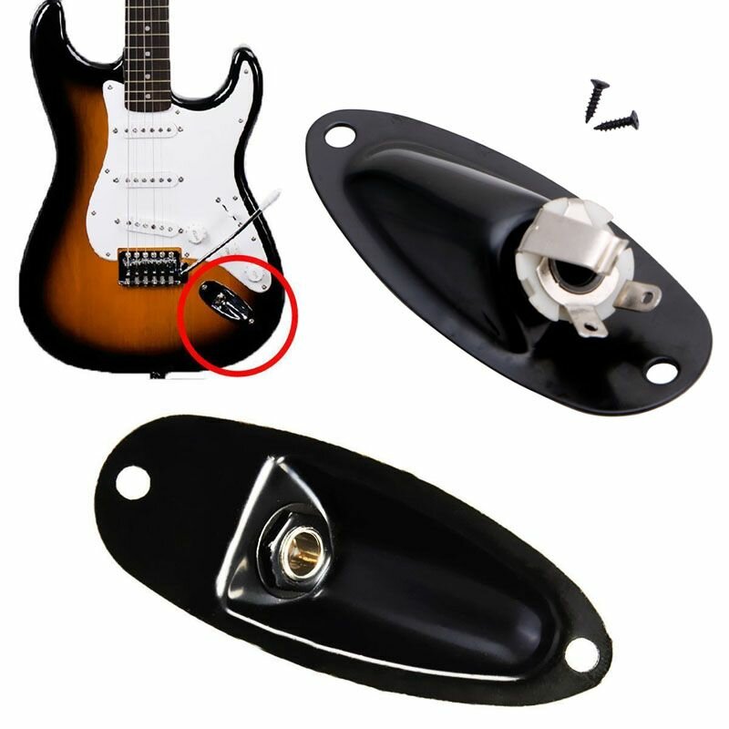 Черная лодка, входное выходное гнездо для пластины с винтами гитары Fender Strat