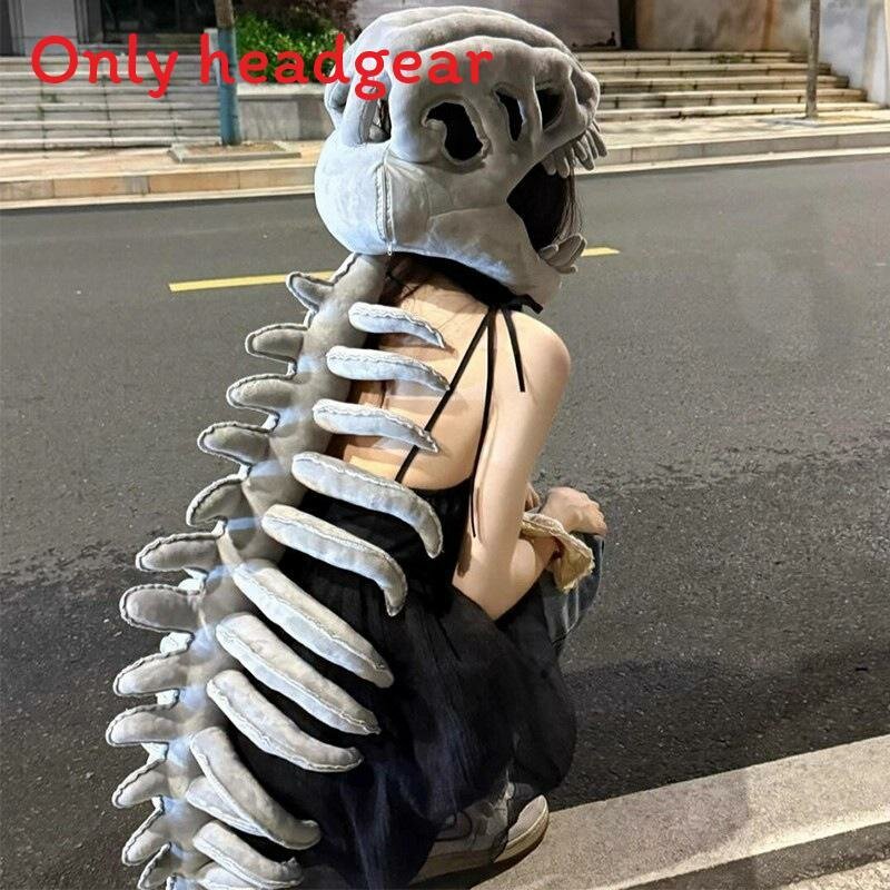 Костюм динозавр скелет с наполненной головой креатив для детей и взрослых украшение на хэллоуин, kid