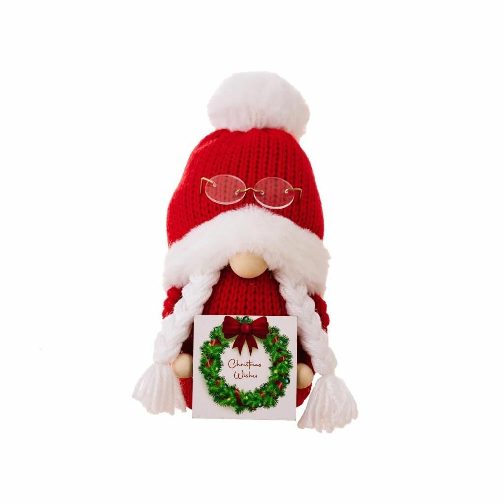 Рождественская вязаная шапочка с меховым шаром для куклы Рудольфа -Украшение для женщин