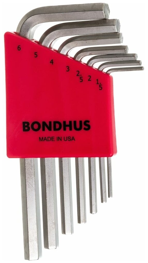 Набор из 7 ключей шестигранных, хромированных Bondhus S 1.5-6mm 16292