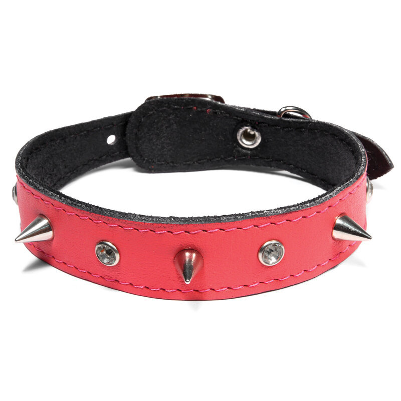 Ошейник-миди кожаный двойной с расширением и шипами 14ммx310мм Gamma 11232124