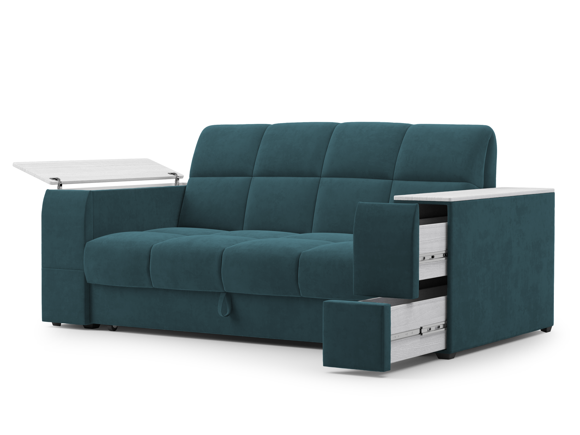 Диван-кровать Флай, аккордеон, подлокотники короб+ящики, 140*200 с ортопедическим основанием, съемный чехол, велюр