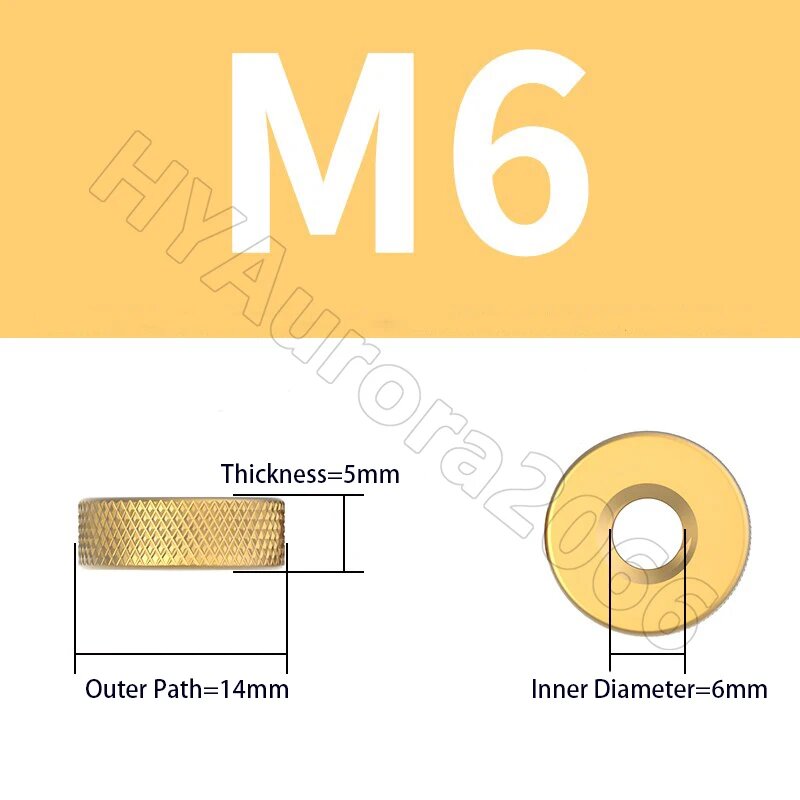 Гайка латунная M6x14x5 мм с накаткой (2шт)