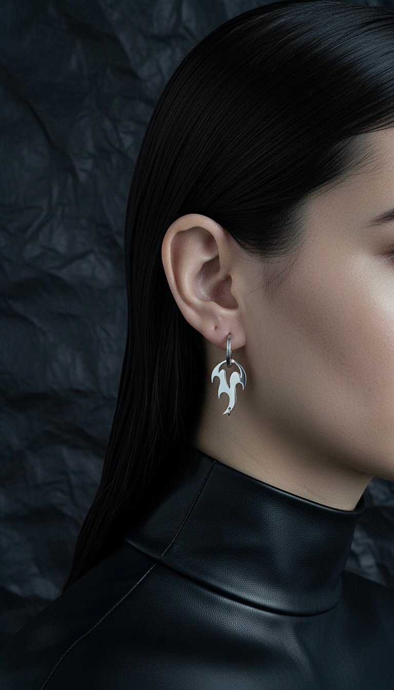 Моносерьга, серебро, 925 проба, родирование