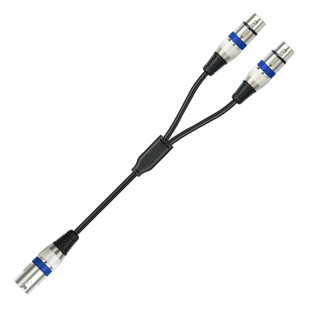 Кабель-адаптер XLR 3pin Canon one male to two female-синий