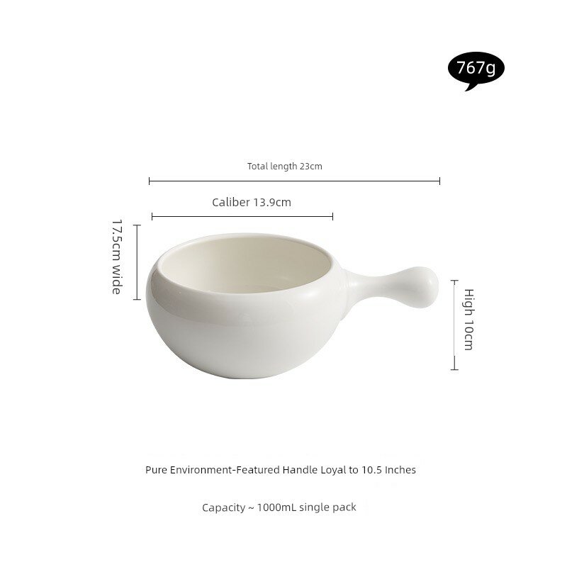 10,5-дюймовая керамическая чашка с ручкой для завтрака, гостиничный стиль, большая вместимость салатный и суповой