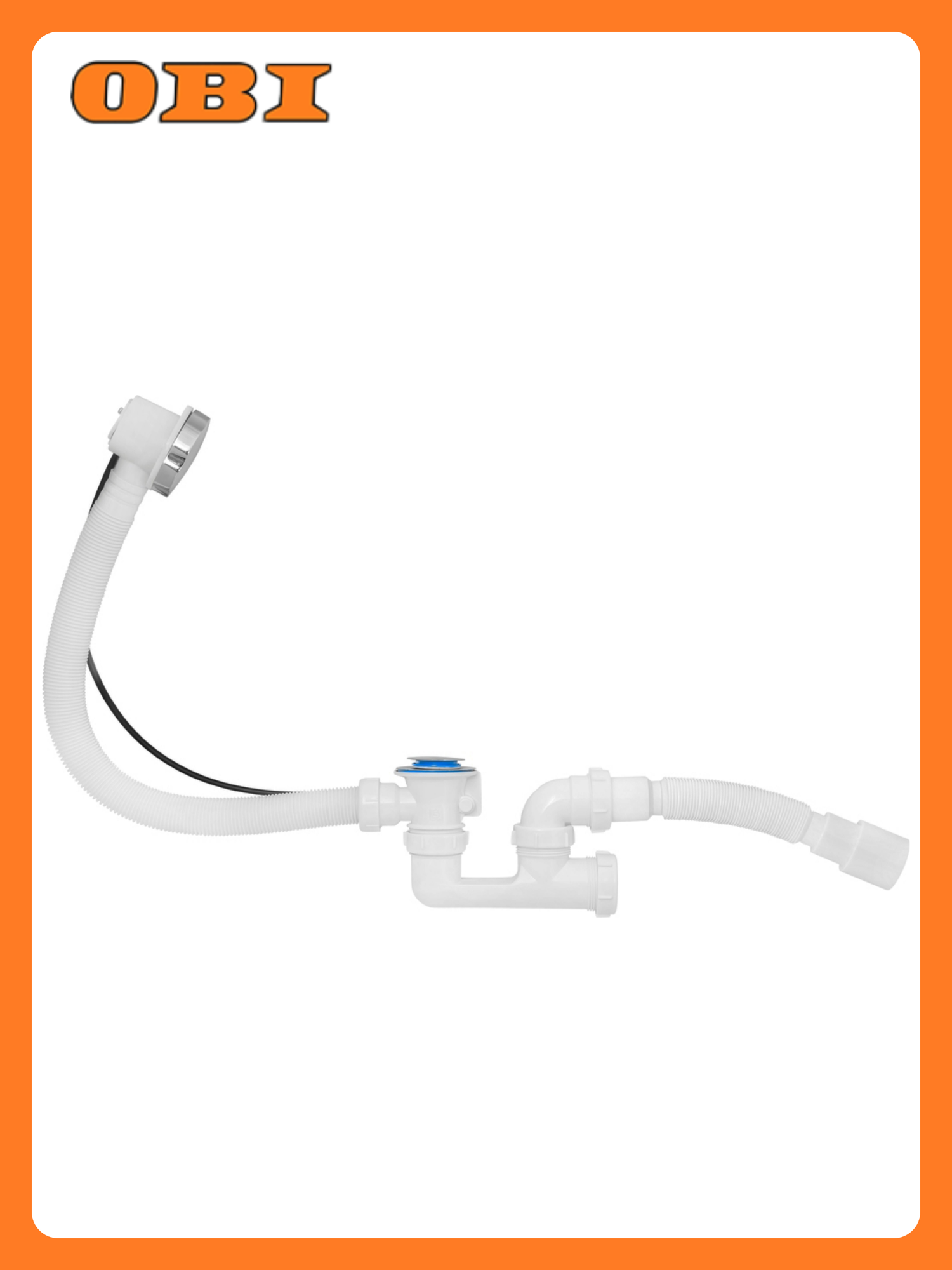 Сифон для ванны и глуб. поддона, полуавтомат. (вып. с нерж. решёткой, с пер 60 см) с г. т. 40х40/50