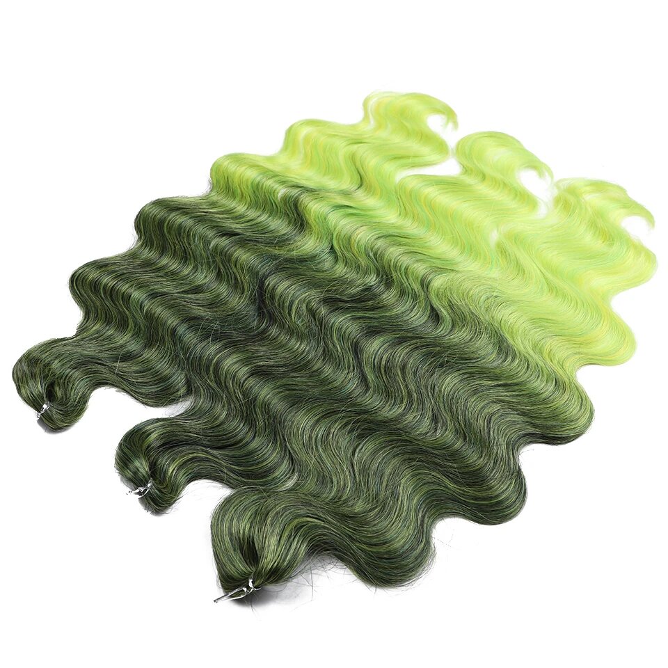 FASHION IDOL 24-дюймовые объемные косы из высокотемпературного волокна, черные T1B-FGREEN