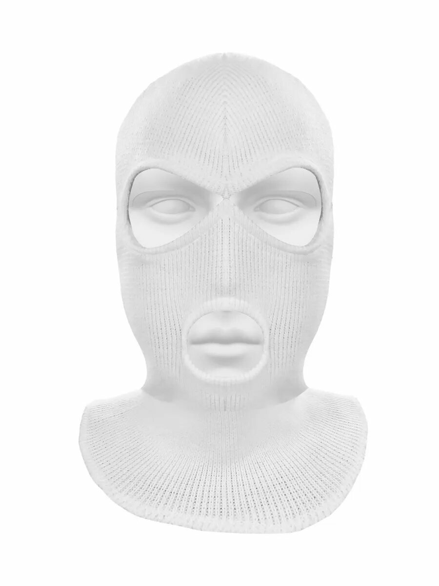 Маска спецназ белая полушерсть со ртом