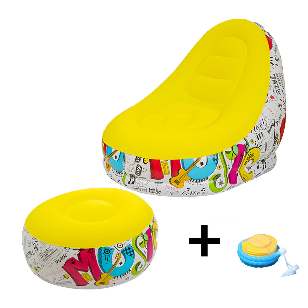 Новый надувной диван для улицы, складной, с флокированным покрытием, для кемпинга, отдыха, ленивый диван с подставкой для ног, граффити диван