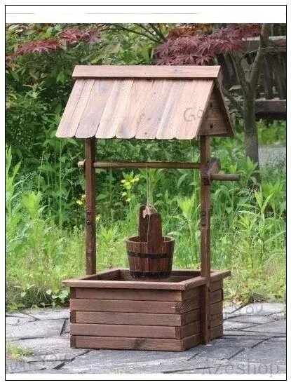 YUNUOJIA Фигурка садовая декоративный колодец желаний дерево красный 46x40x27 см