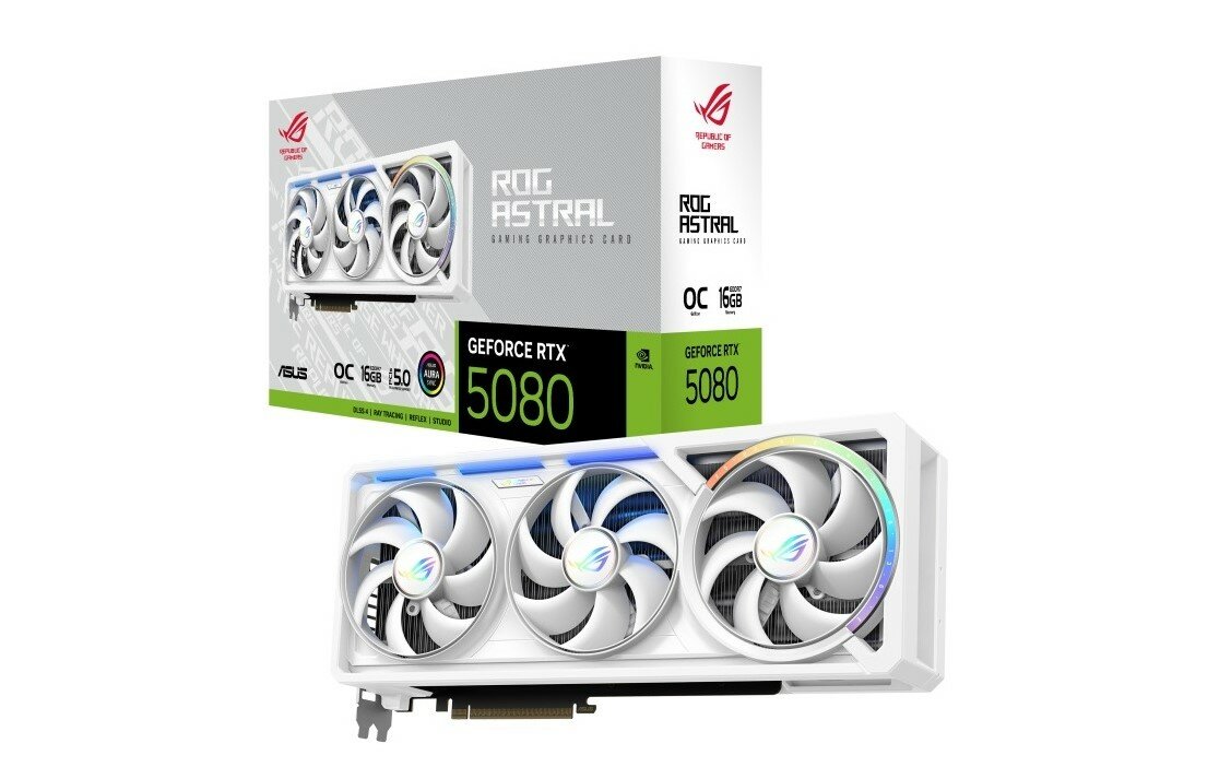 Видеокарта NVIDIA GeForce RTX 5080 ASUS ROG Astral OC 16GB (ROG-ASTRAL-RTX5080-O16G-WHITE)