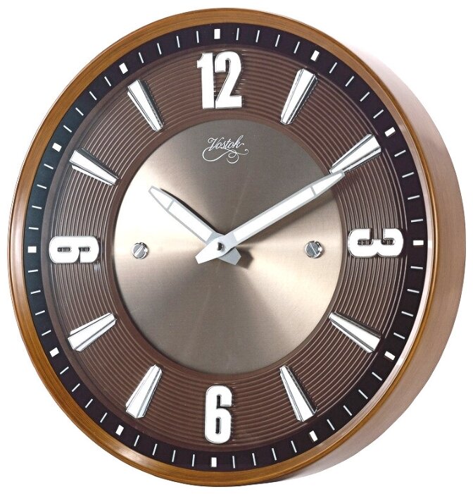 Настенные часы большие Восток Н-1374-2 круглые из пластика циферблат с арабскими цифрами диаметр 42 см