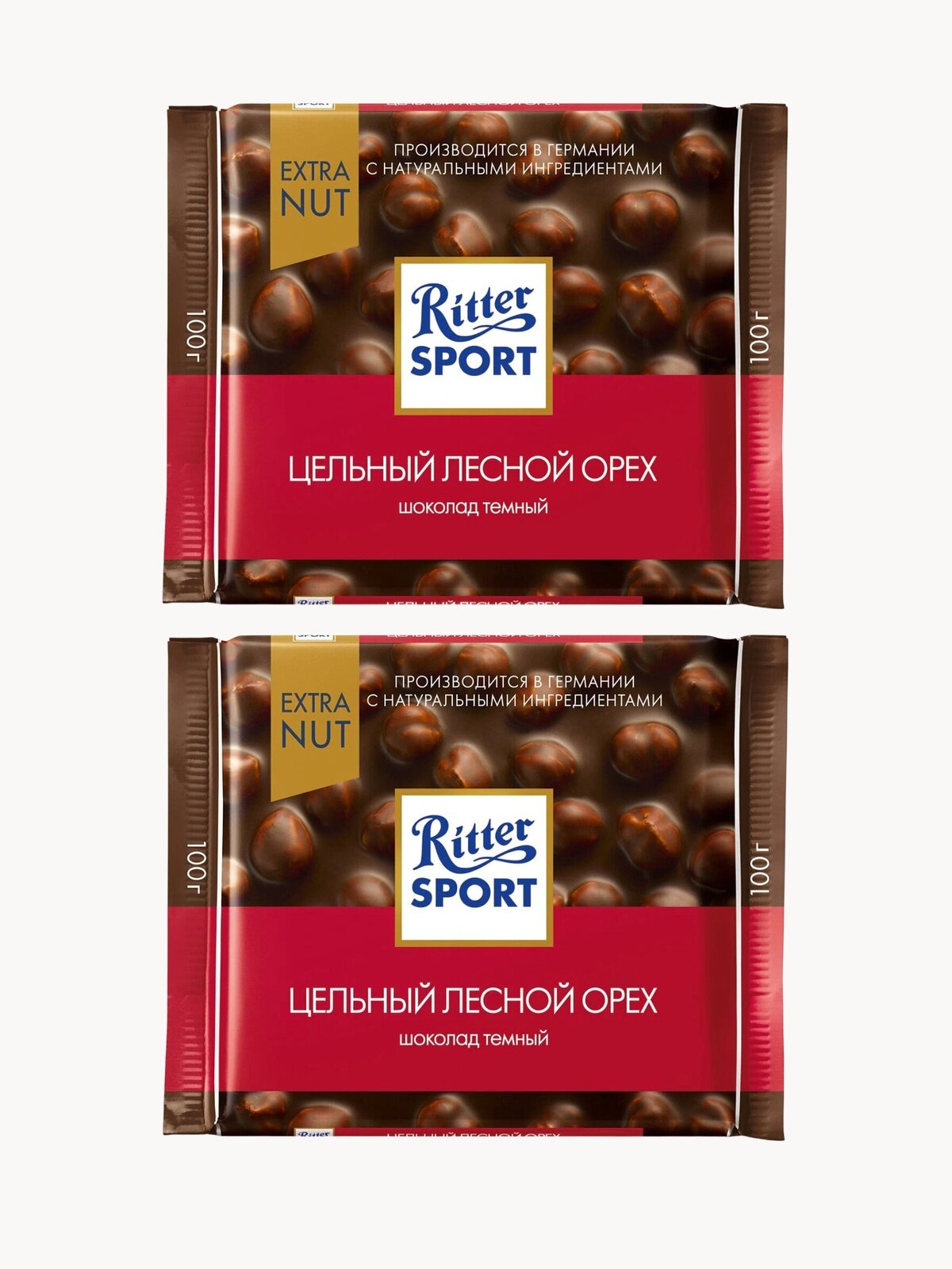 Шоколад тёмный Ritter Sport Цельный лесной орех 100 г x 2 шт