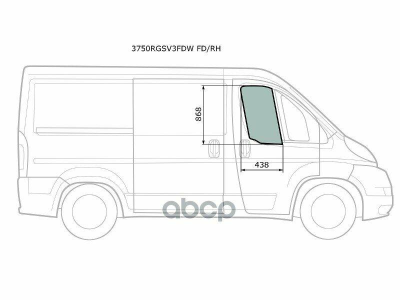 Стекло боковое опускное (Спереди/ Справа/ Цвет зеленый) Peugeot Boxer 06- / Citroen Jumper 06- XYG арт. 3750RGSV3FDW FD/RH