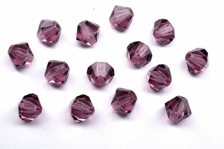 Бусины биконусы хрустальные 5мм, цвет AMETHYST, 750-012, 10шт
