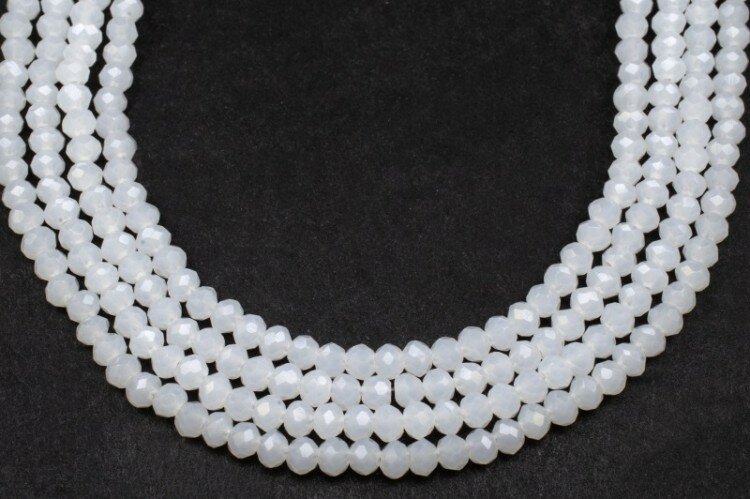 Бусина стеклянная Рондель 3х2,5мм, цвет белый имитация нефрита, 501-118, 20шт