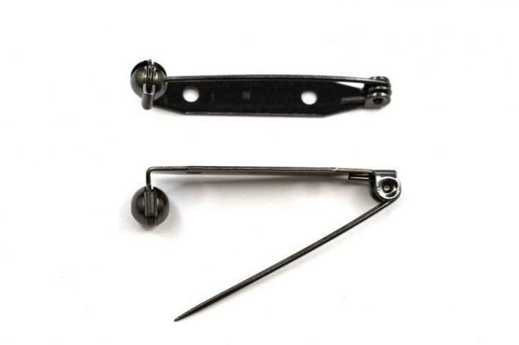 Основа для броши 35мм с поворотным механизмом, цвет гематит, латунь, 18-123, 1шт