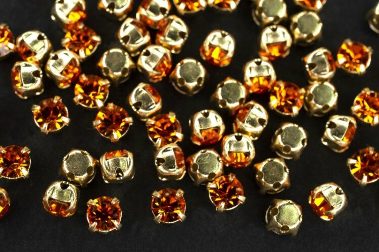 Шатоны Preciosa Maxima 4мм в оправе, цвет sun DF/gold, 63-119, 10шт