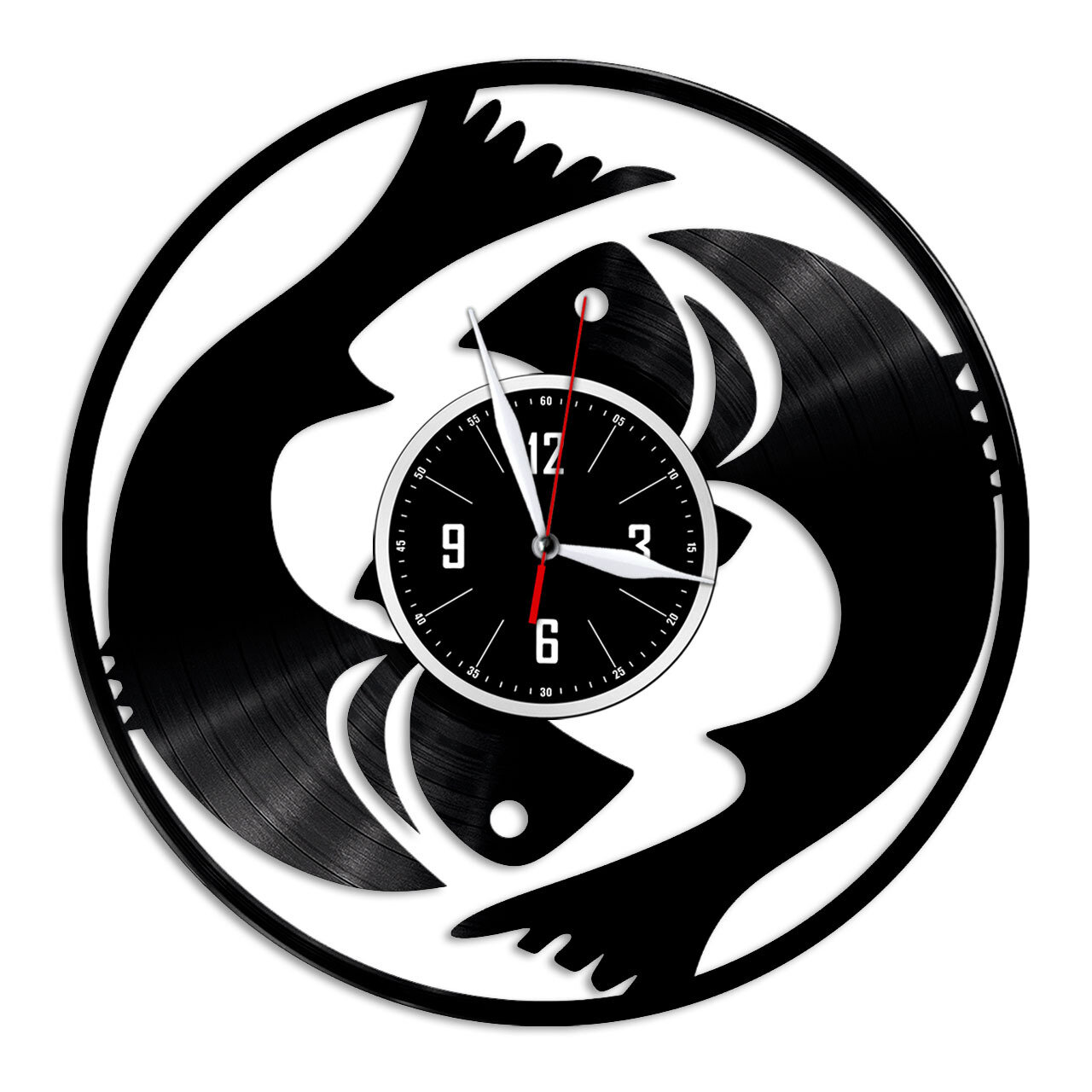 Знак зодиака "Рыбы" - настенные часы из виниловой пластинки