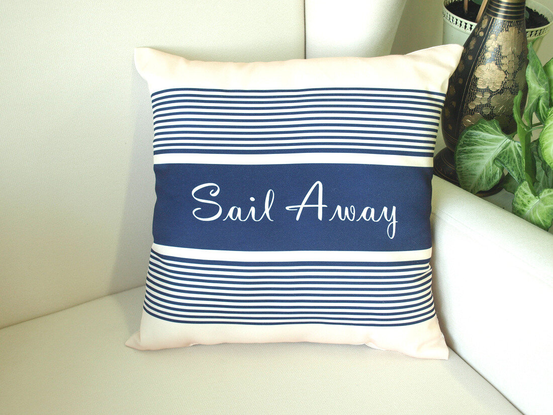 Подушка декоративная Морская уплывающий в даль 40х40 Твилл