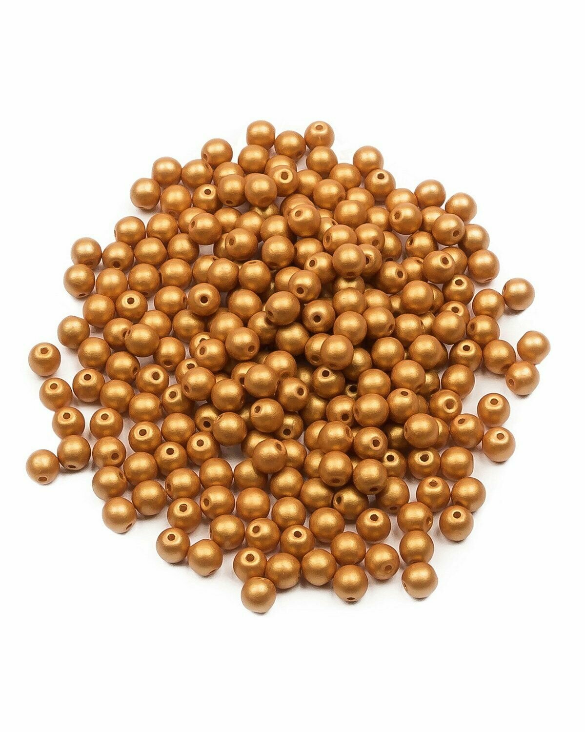 Стеклянные чешские бусины, круглые, Round Beads, 4 мм, цвет Alabaster Metallic Gold, 200 шт.