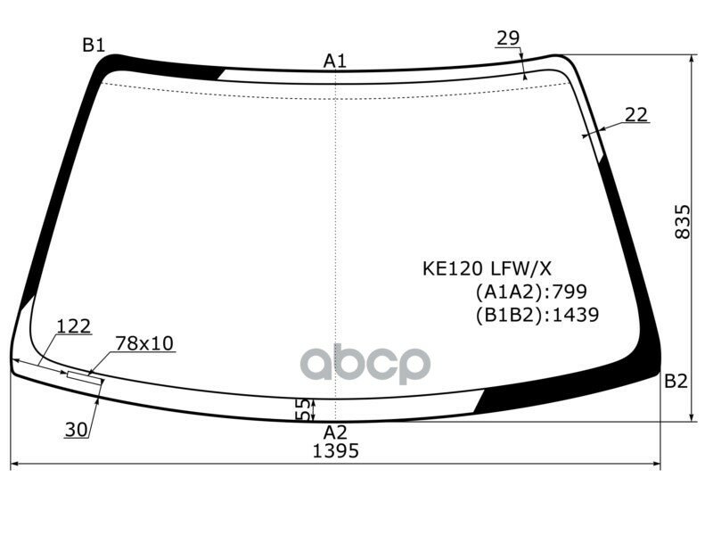 Стекло лобовое (4D SED/5D WGN) Toyota Corolla (E110) 95-01 / Sprinter 95-00 XYG арт. KE120 LFW/X