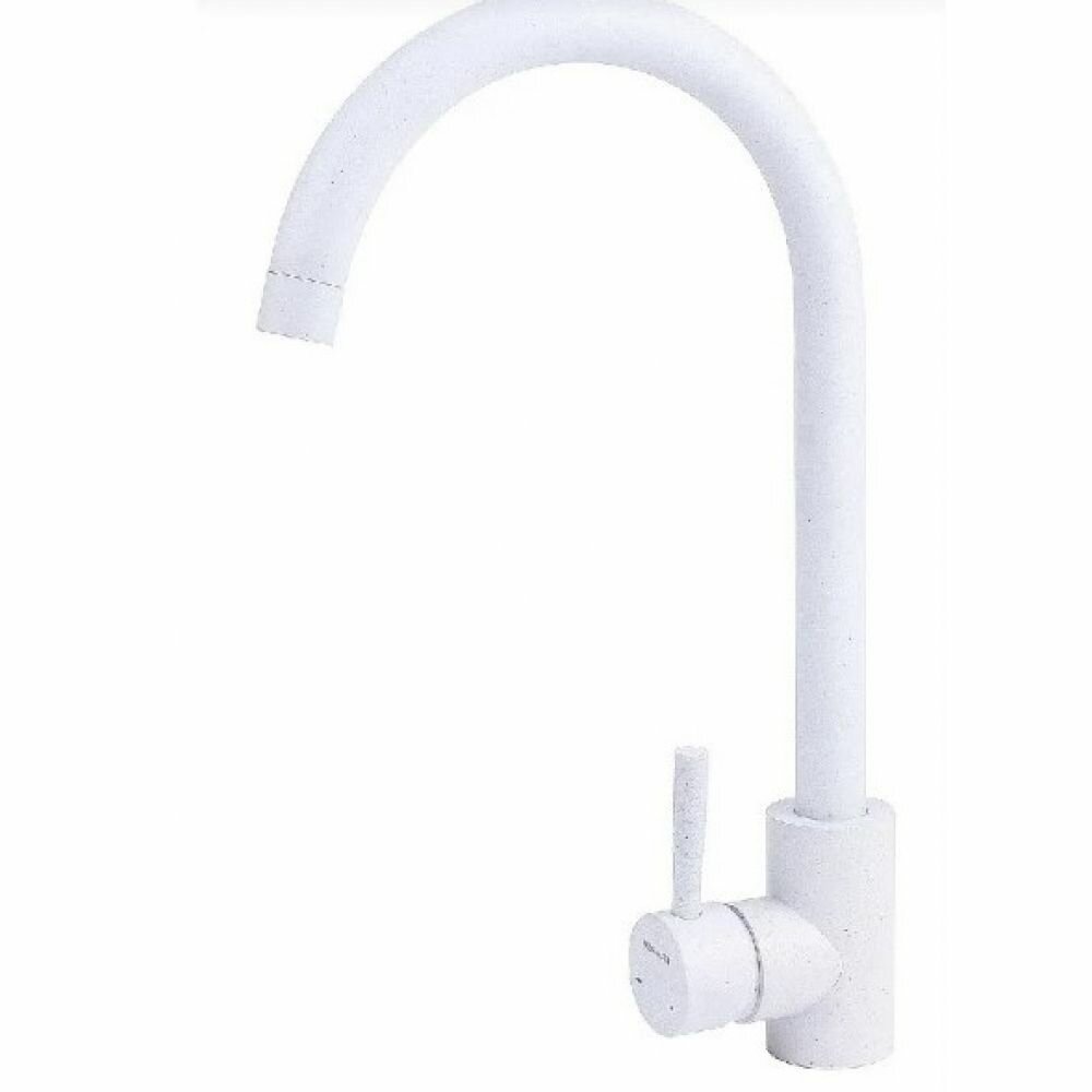 Смеситель OSGARD "GRON" 84373, нержавеющая сталь, однорычажный, высокий излив, белый