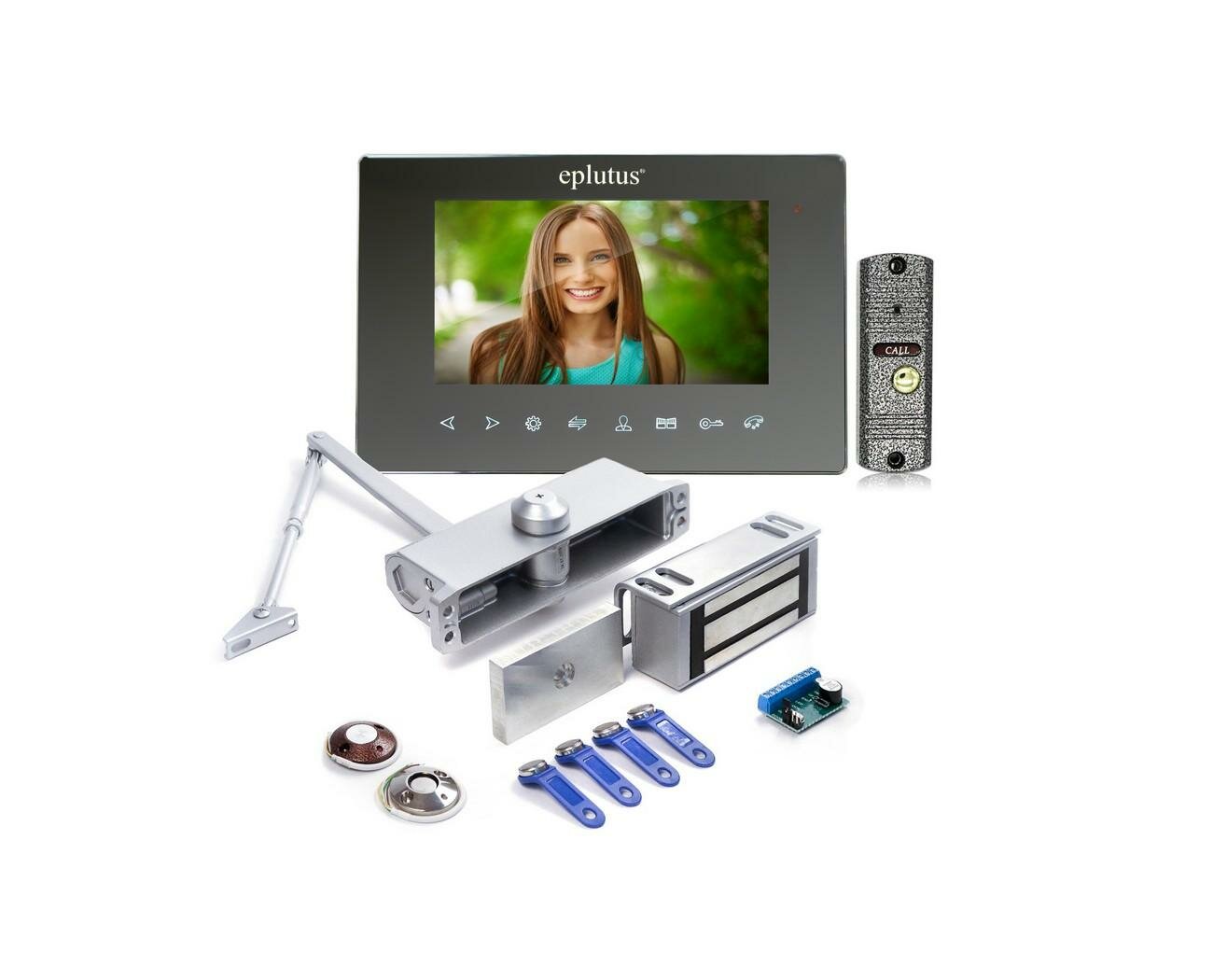 Комплект цветной домофон IP AHD Wi-Fi и замок: Power Lock-(400G) + EP-(6814 LG) (L22206KO) плюс вызывная панель - замок домофон