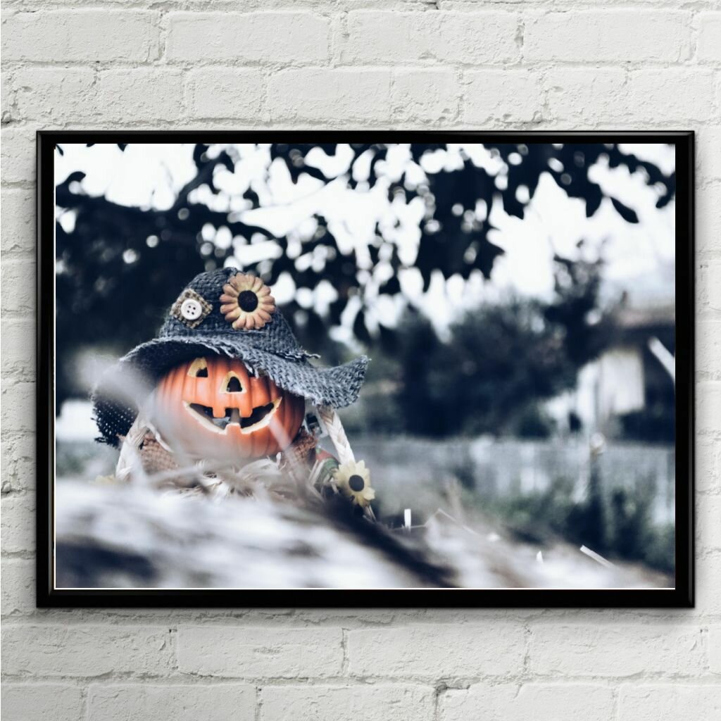 Плакат "Тыква в шляпе" на Хэллоуин (Halloween) от Cool Eshe А3