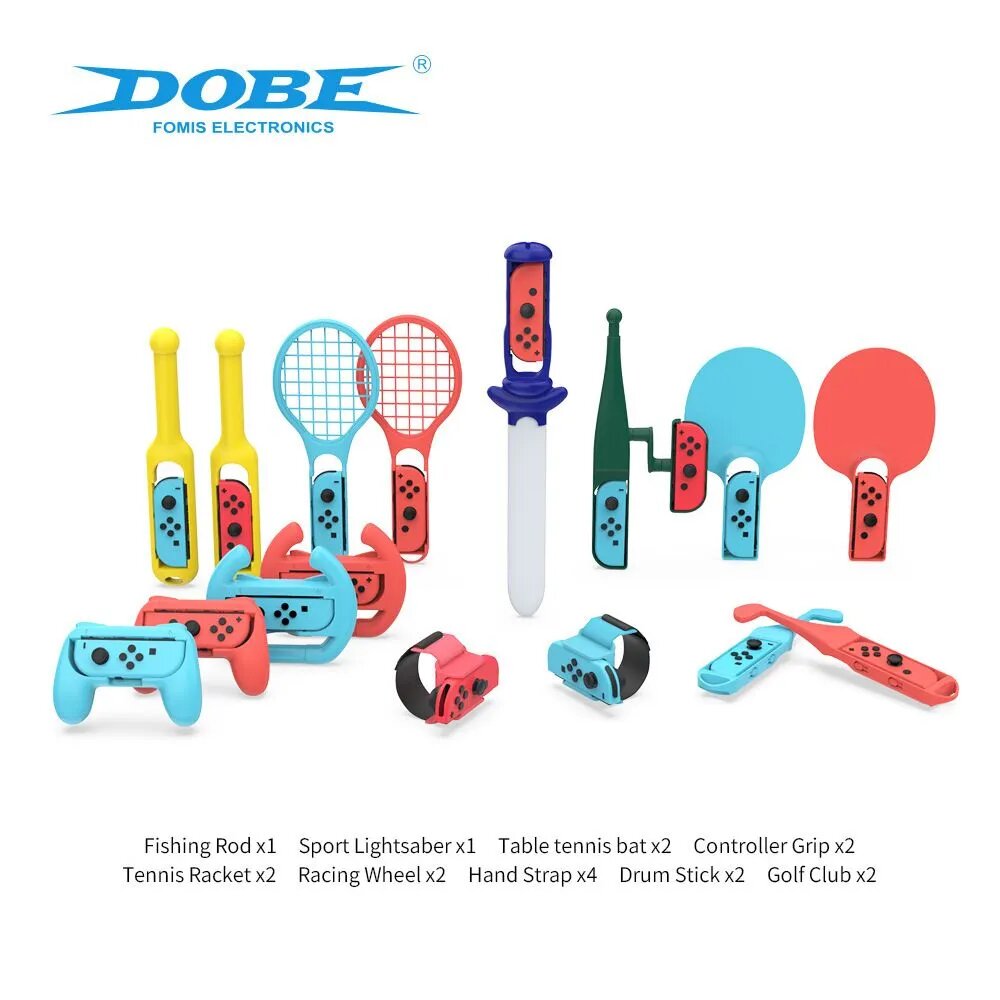 Набор аксессуаров Dobe "Световой меч", для Nintendo Switch/Lite/DS Lite, 17 аксессуаров