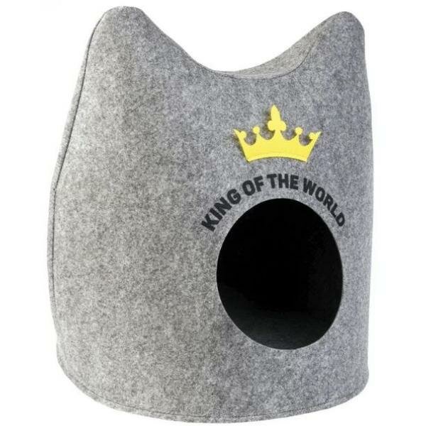 Вака Домик для животных ECO "Ушастик с короной", войлок, 46*46*43см
