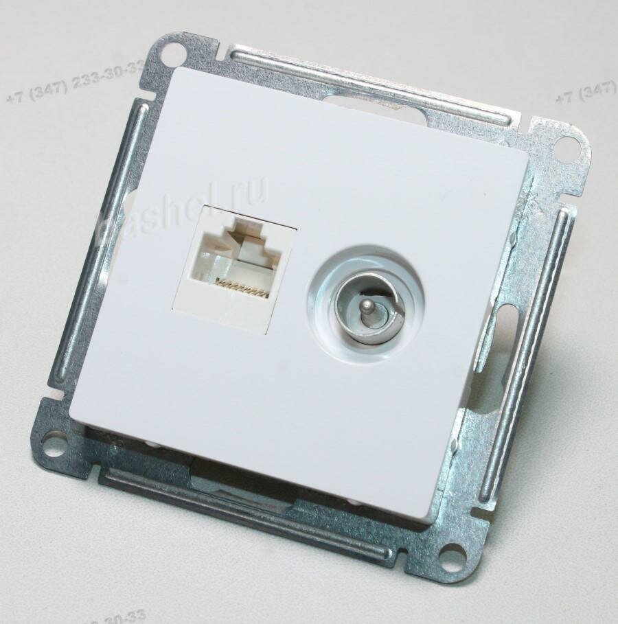 Розетка Systeme Electric Atlas Design двойная TV + компьютерная RJ45, кат. 5E, белый