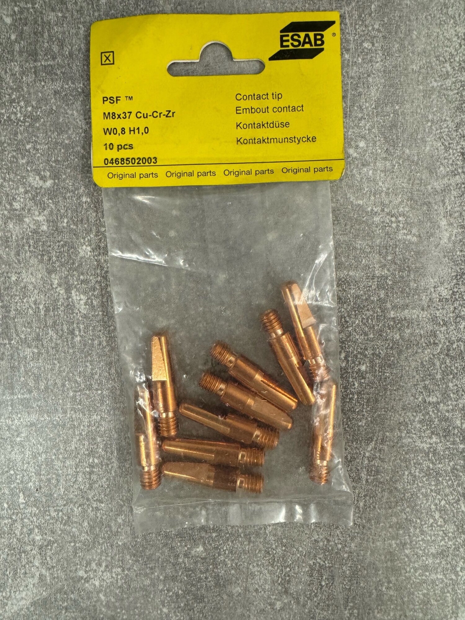 Токосъемный наконечник ESAB CuCrZr M8x37 w 0,8 мм (10шт.)