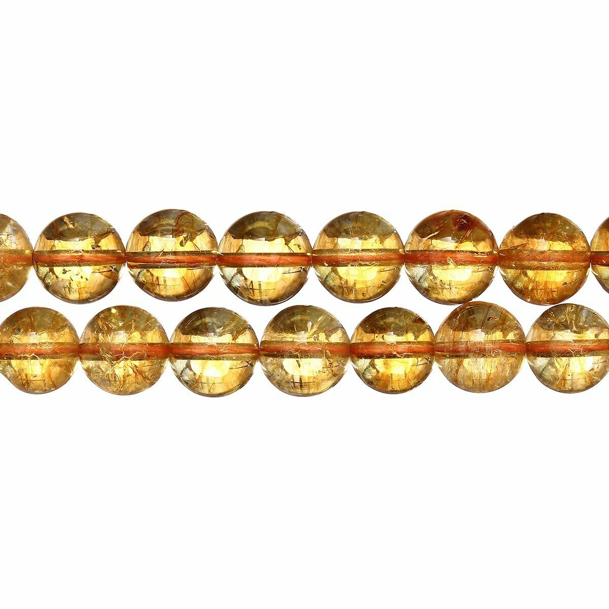 Бусины каменные, цитрин, 10мм, 18 шт, низка