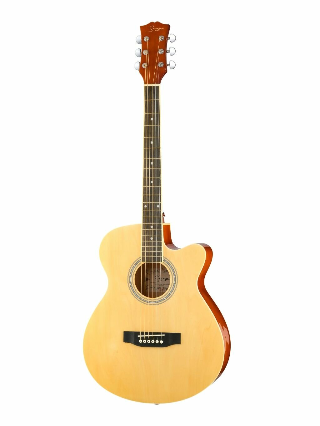 Акустическая гитара, с вырезом, цвет натуральный, Smiger GA-H10-N