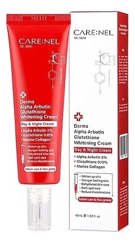Осветляющий крем для лица с альфа-арбутином и глутатионом Care: Nel Derma Alpha Arbutine Glutathione Whitening Cream (45 мл)