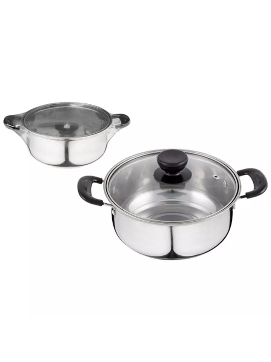 Кастрюля 1,25 л, из нержавеющей стали со стекл крышкой