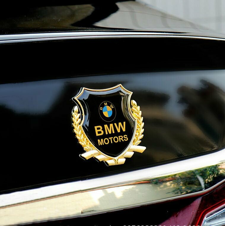 Металлическая эмблема на автомобиль BMW, самоклеющаяся