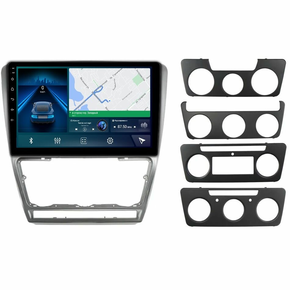 Магнитола CRS-300 Шкода Октавия А5 Skoda Octavia A5 (Серая рамка) - Android 13 - Процессор 8 ядер - Память 4+64Gb - Carplay - DSP 36 полос - 4G(Sim)