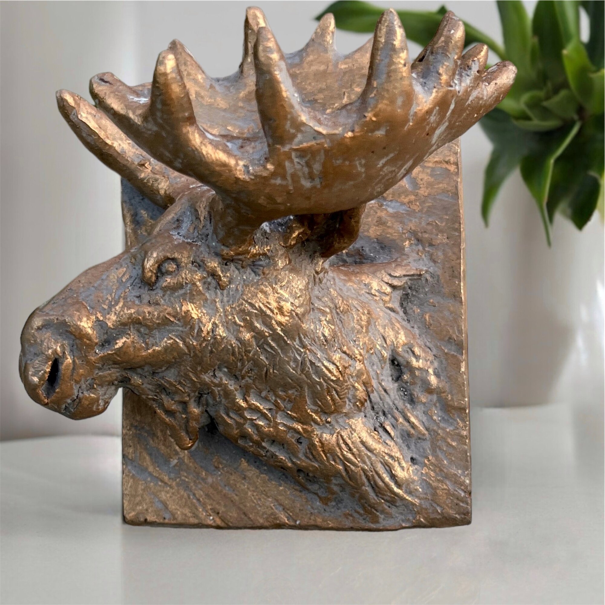 Статуэтка "Лось" ручная авторская работа 7 см, голова рогатого лося / сохатый