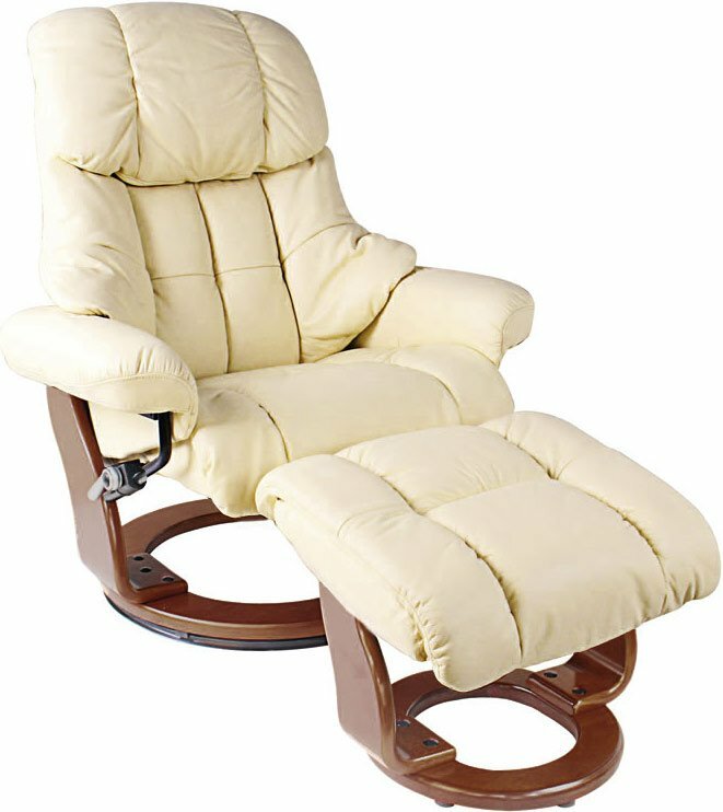 Мягкое кресло с реклайнером для дома и офиса Relax Lux Cream