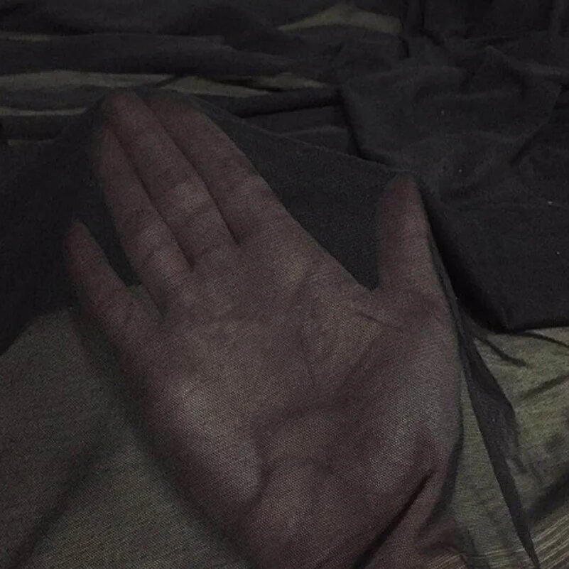 FABILL Эластичная ткань нейлон спандекс кружевная сетка черная 1 метр 8 Black