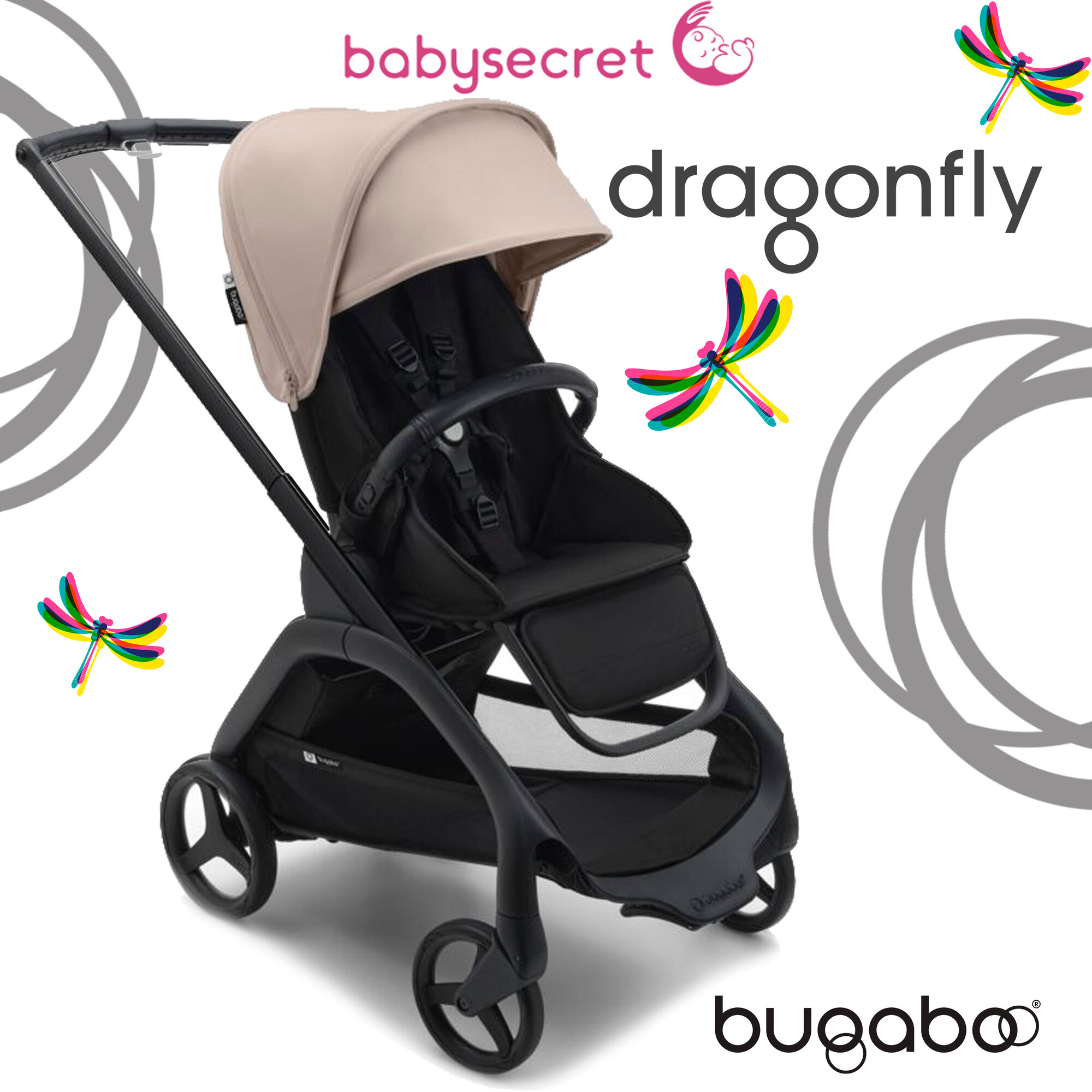 Коляска прогулочная Bugaboo Dragonfly на шасси Black/BLK/desert taupe