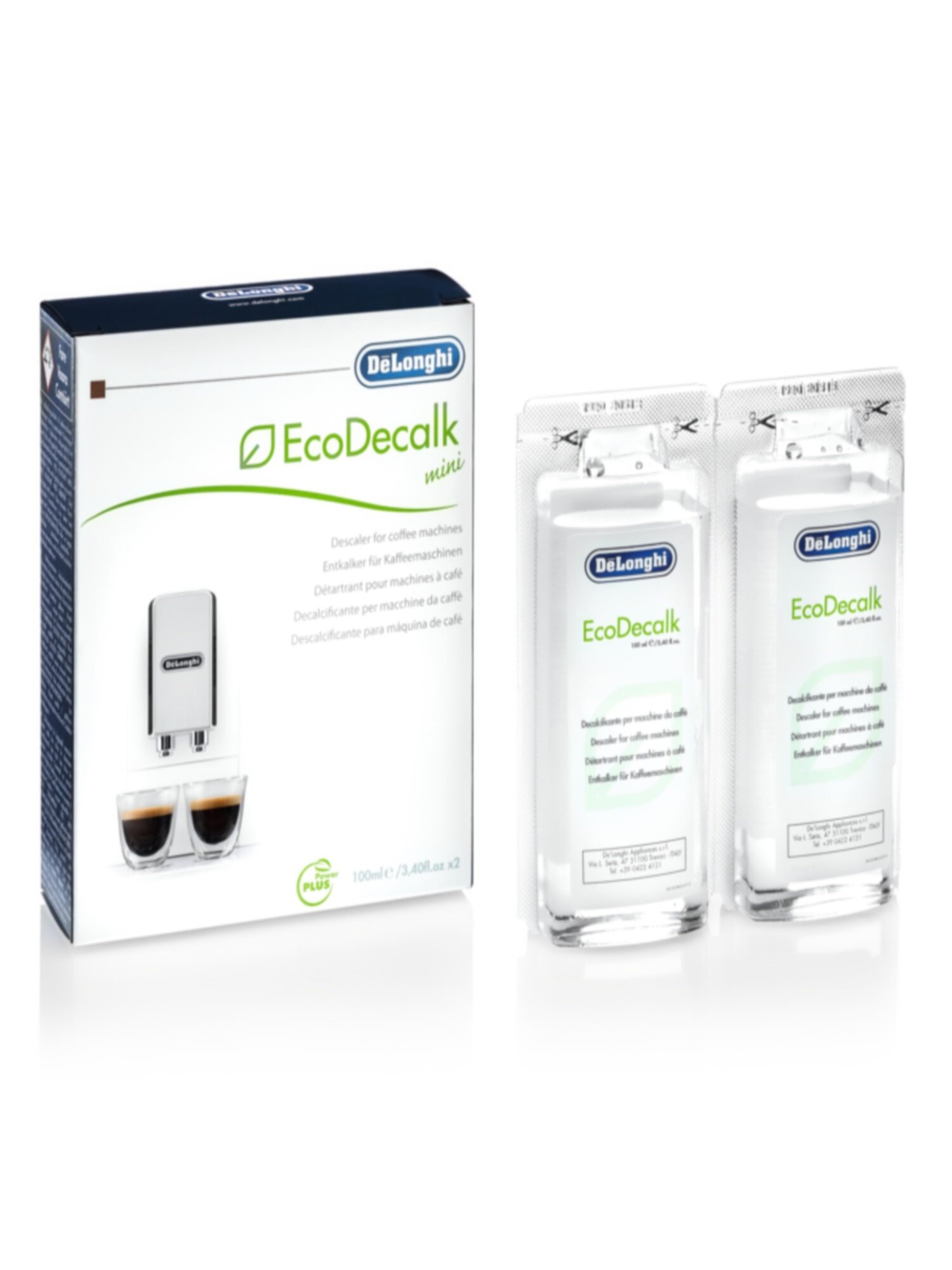 Средство для удаления накипи EcoDecalk DeLonghi DLSC200, для кофемашин, экологичный, белый