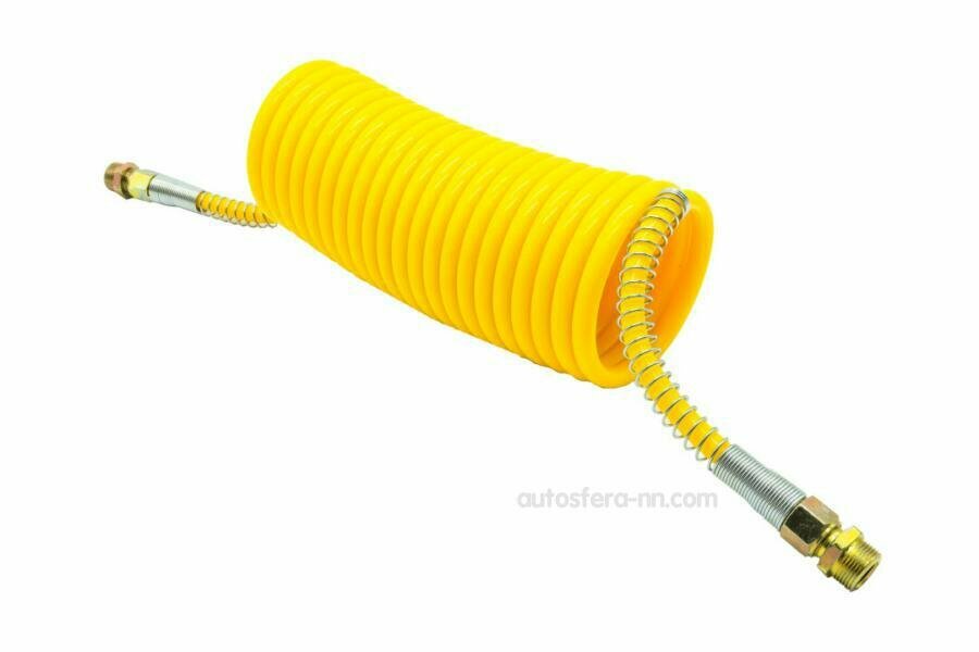 SORL 37300510040 Шланг тормозной КАМАЗ прицепа (желтый, спираль, двухслойный L-7,5м, М22х1,5) (SORL)