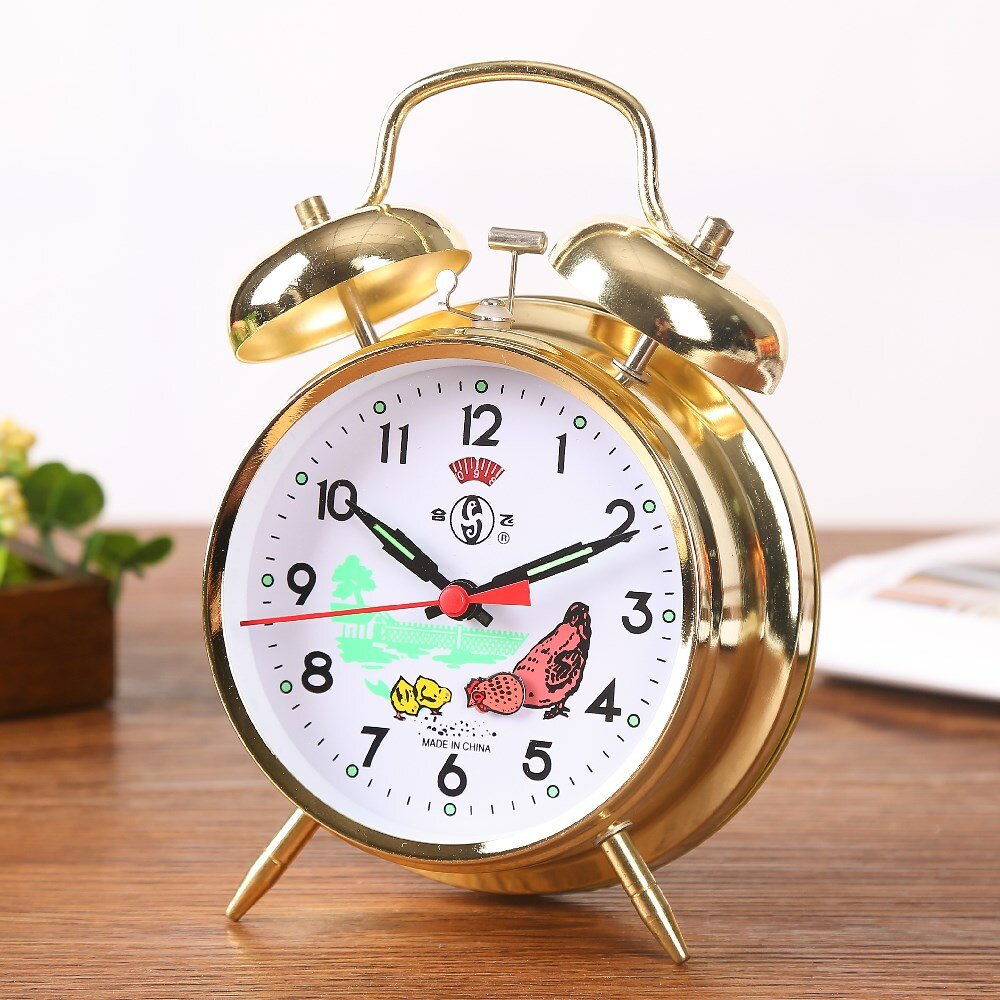 Светящийся механический заводной будильник из Хэфэя, электронный громкий будильник с курочкой, поедающей рис, ретро-ностальгический старинный будильник.