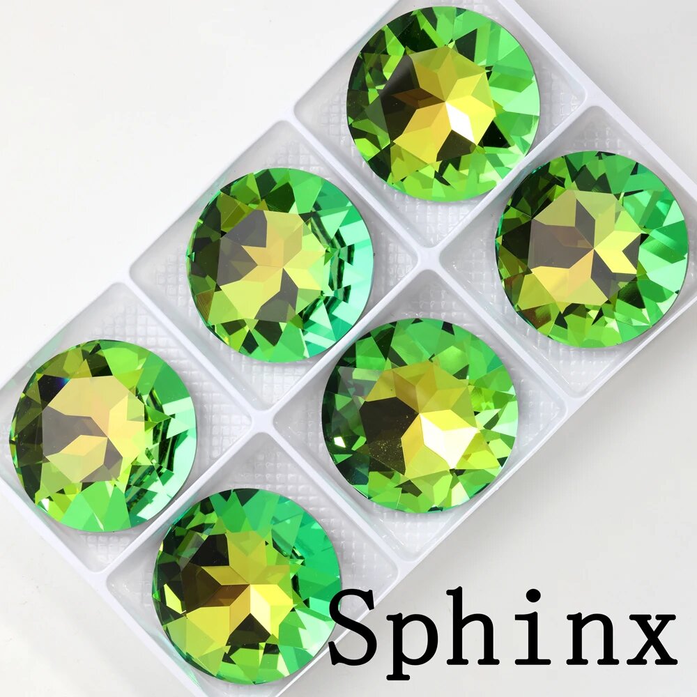 Стразы Sphinx зеленые круглые 35 мм (2шт)